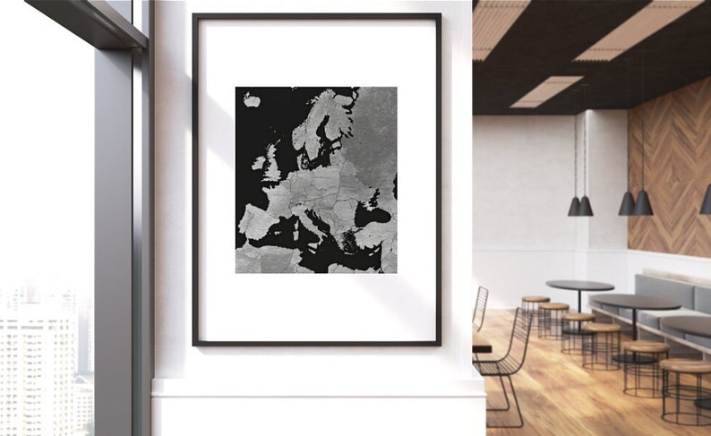 Custom Accurate Vintage Digital Map Print Over Europe and UK. Much ...