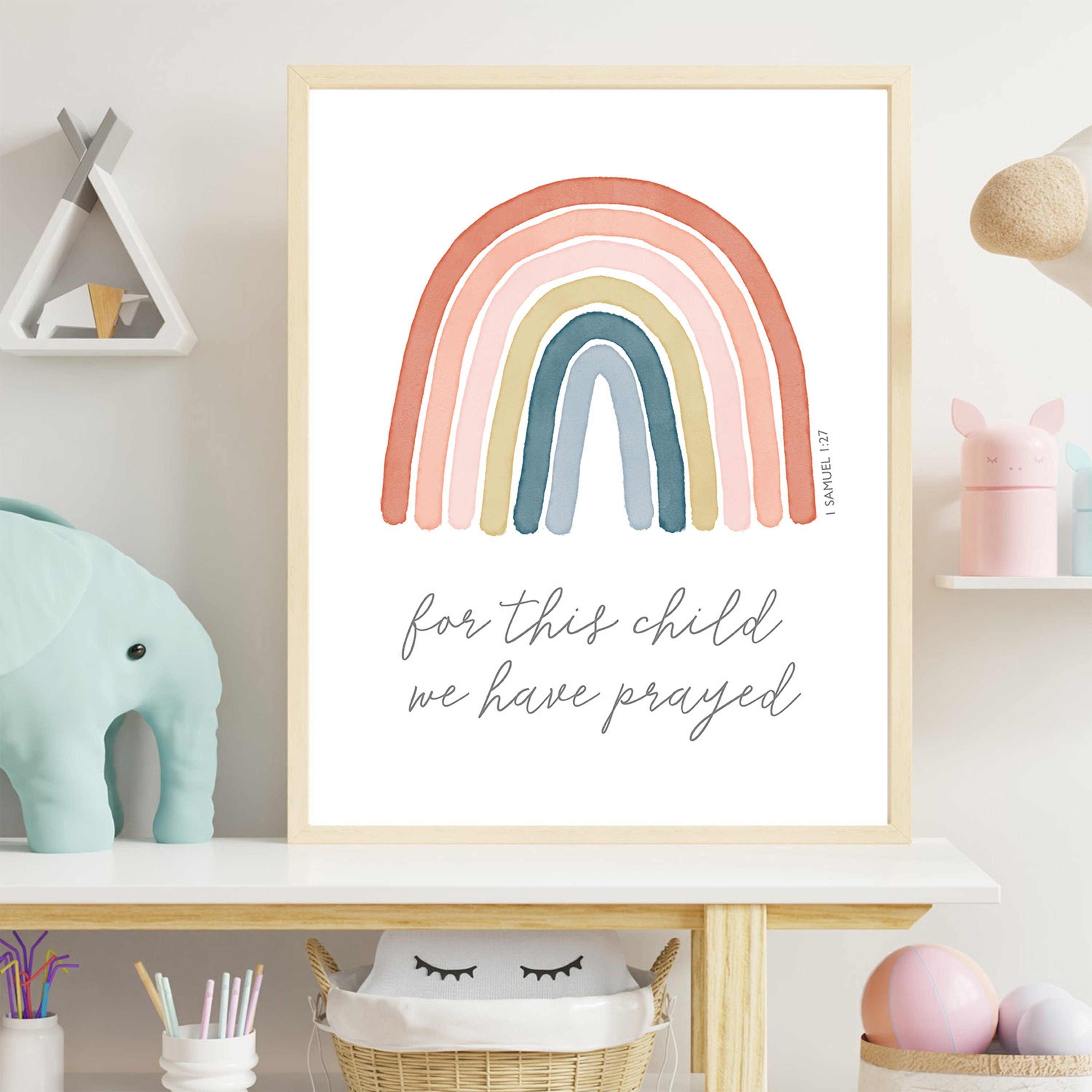 Boho Rainbow Nursery Print, Printable Christian Wall Art, Girl Nursery ...