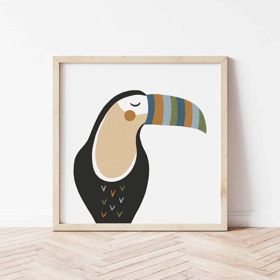 Modern Boho Jungle Toucan Nursery Print, Boy Safari Nursery Decor, Cute ...