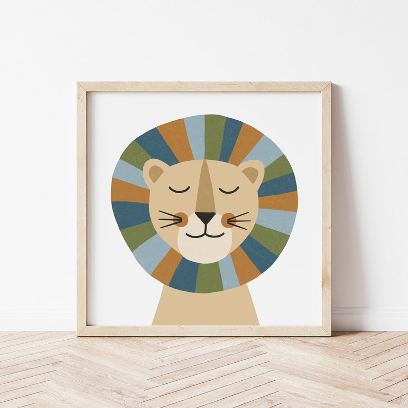 Modern Boho Jungle Animals Set of 6 + Free Bonus Print, Boy Safari ...