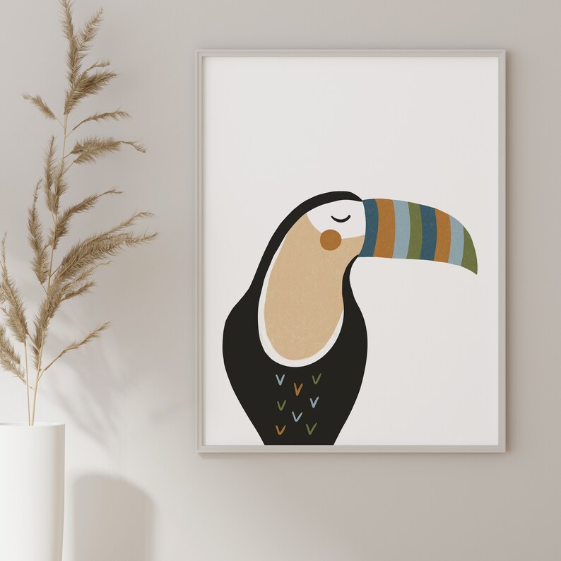 Modern Boho Jungle Toucan Nursery Print, Boy Safari Nursery Decor, Cute ...