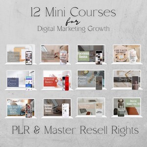 12 Digital Marketing Mini Courses Bundle | Canva Editable | PLR + MRR ...