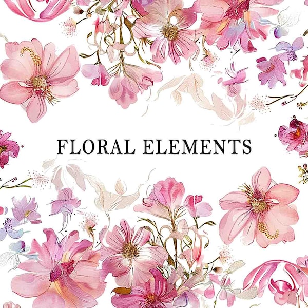 Watercolor Floral Clipart - Etsy