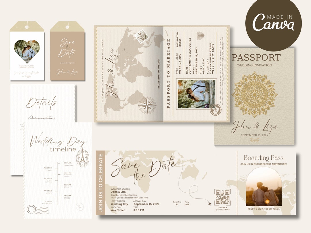 Destination Wedding Invitation, Boarding Pass Invitation, Printable ...