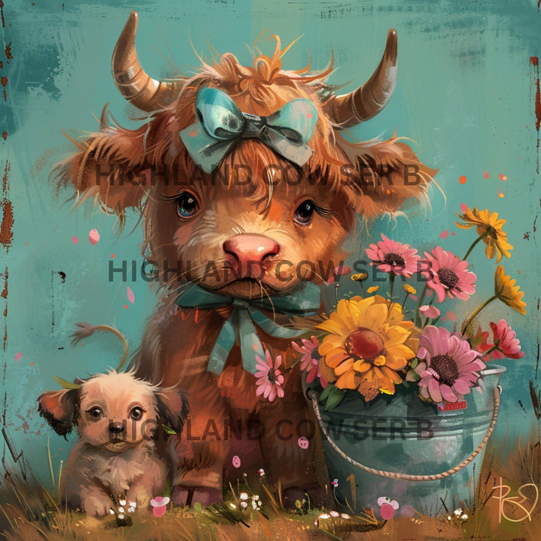 12 Cute Fluffy Highland Cow PNG Highland Cow Bucket Anime Cow Love ...