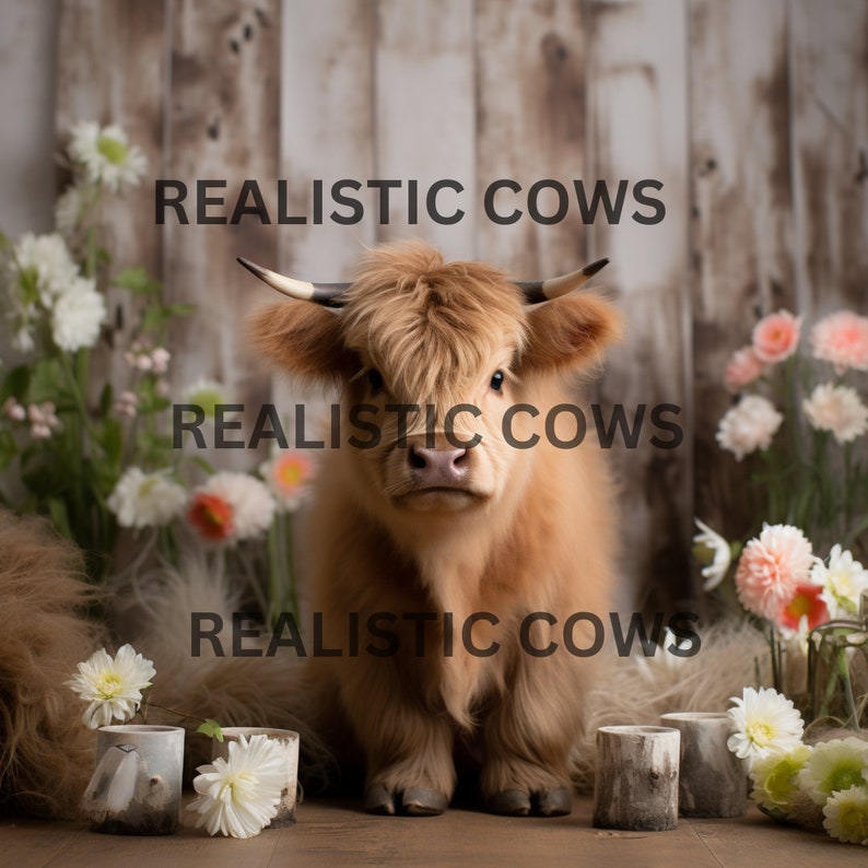 12 Realistic Highland Cow Calf PNG Highland Cow Lover Print Highland ...