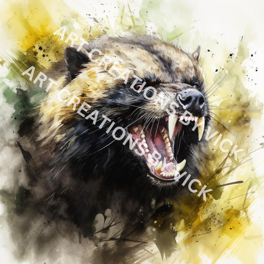 12 Honey Badger Mean Print Ferocious Honey Badger Wall Art Teeth ...