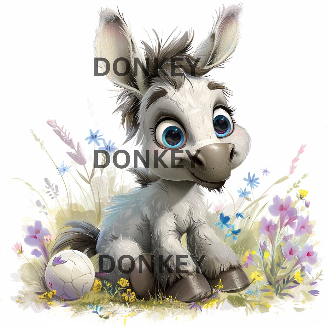 12 Cute Donkey Instant Download Watercolor Donkey Print Donkey With ...