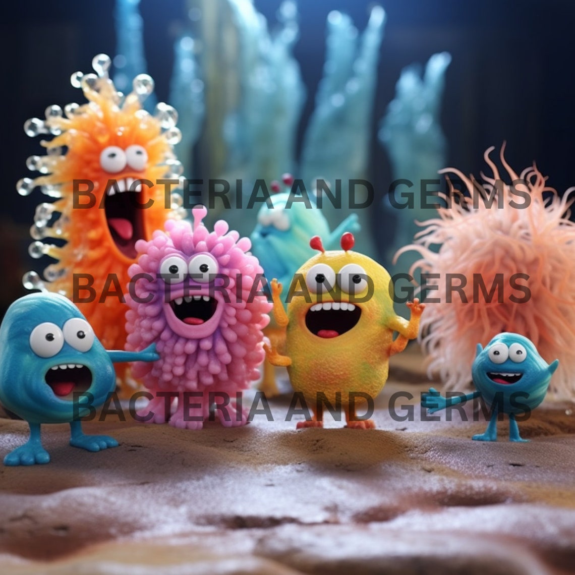 12 Germs and Bacteria Cute Funny Goofy Crazy Unique Clipart Sublimation ...