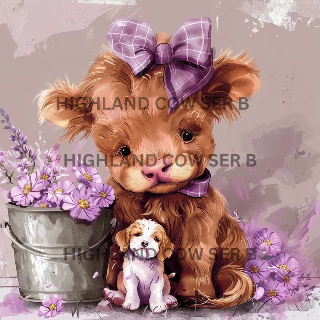 12 Cute Fluffy Highland Cow PNG Highland Cow Bucket Anime Cow Love ...