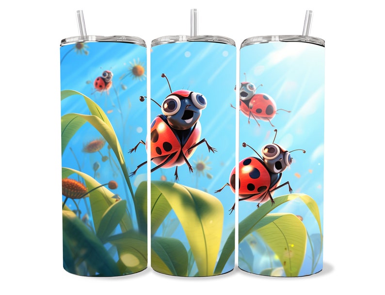 5 Lady Bug 20 Oz Tumbler Wrap Ladybug Wall Art for Nursery Lady Bug ...