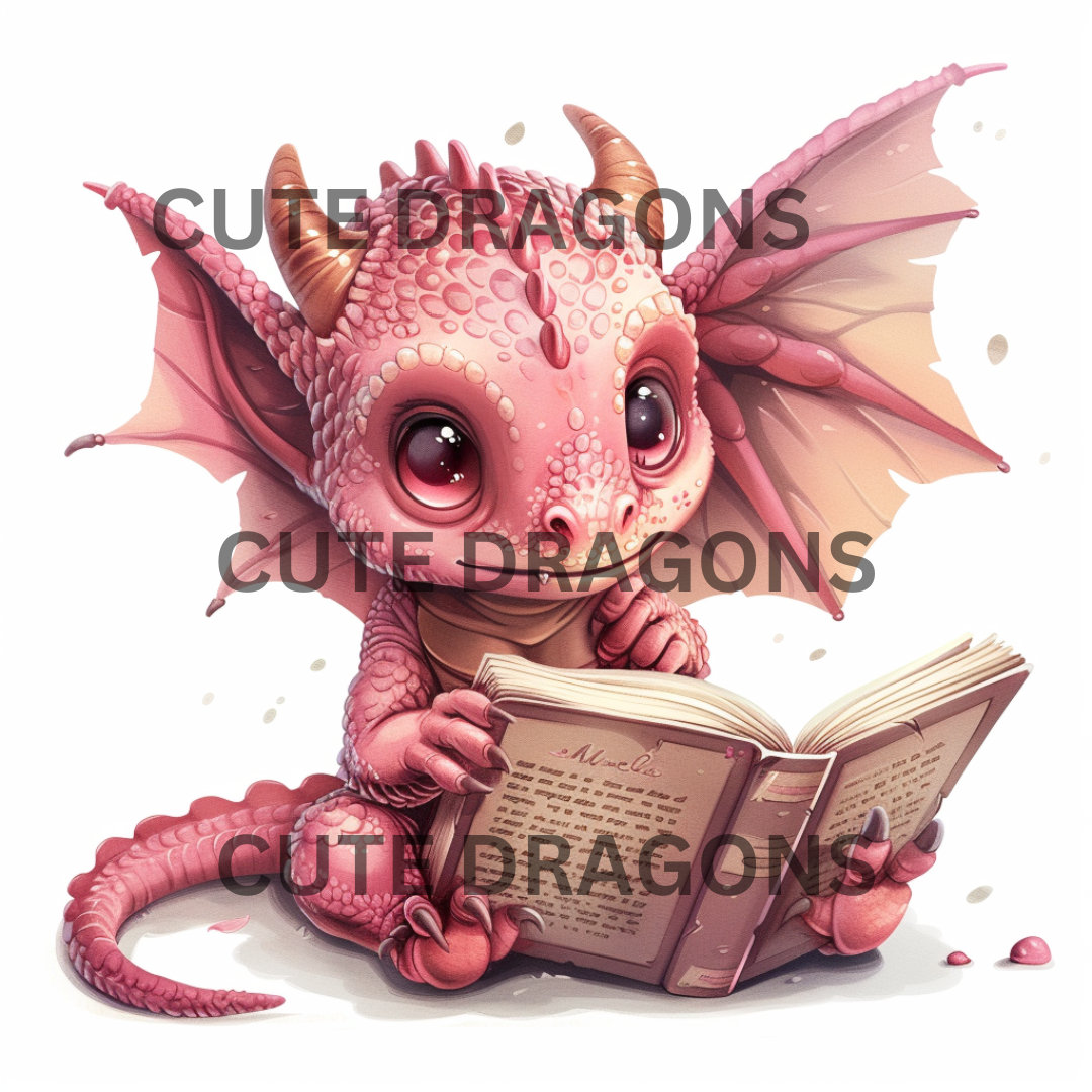 Hatching Dragon PNG Cute Dragon Print Reading Dragon Nursery Art for ...