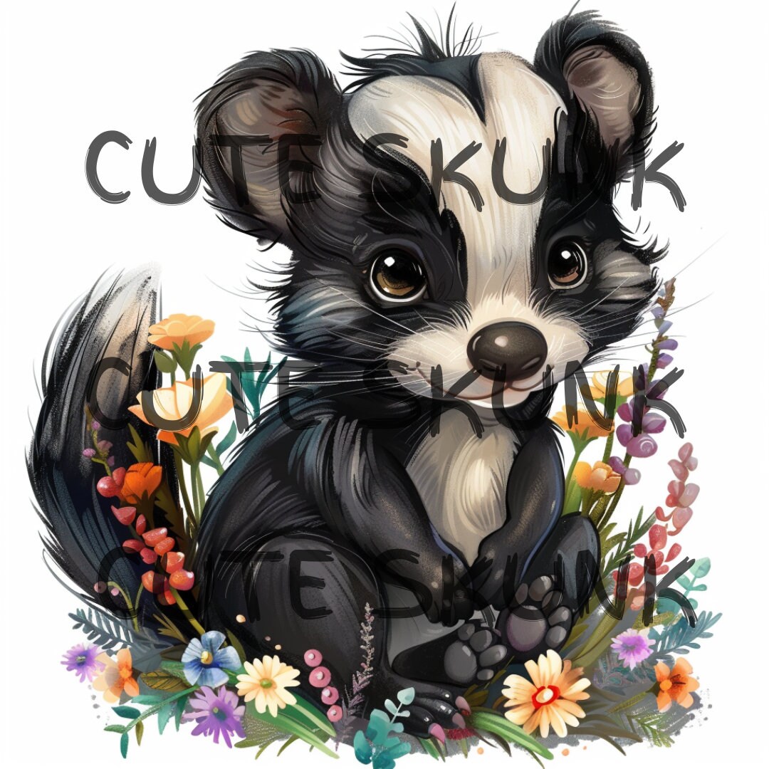 31 Instant Digital Download Cute Skunk With Flowers Commercial Use PNG ...