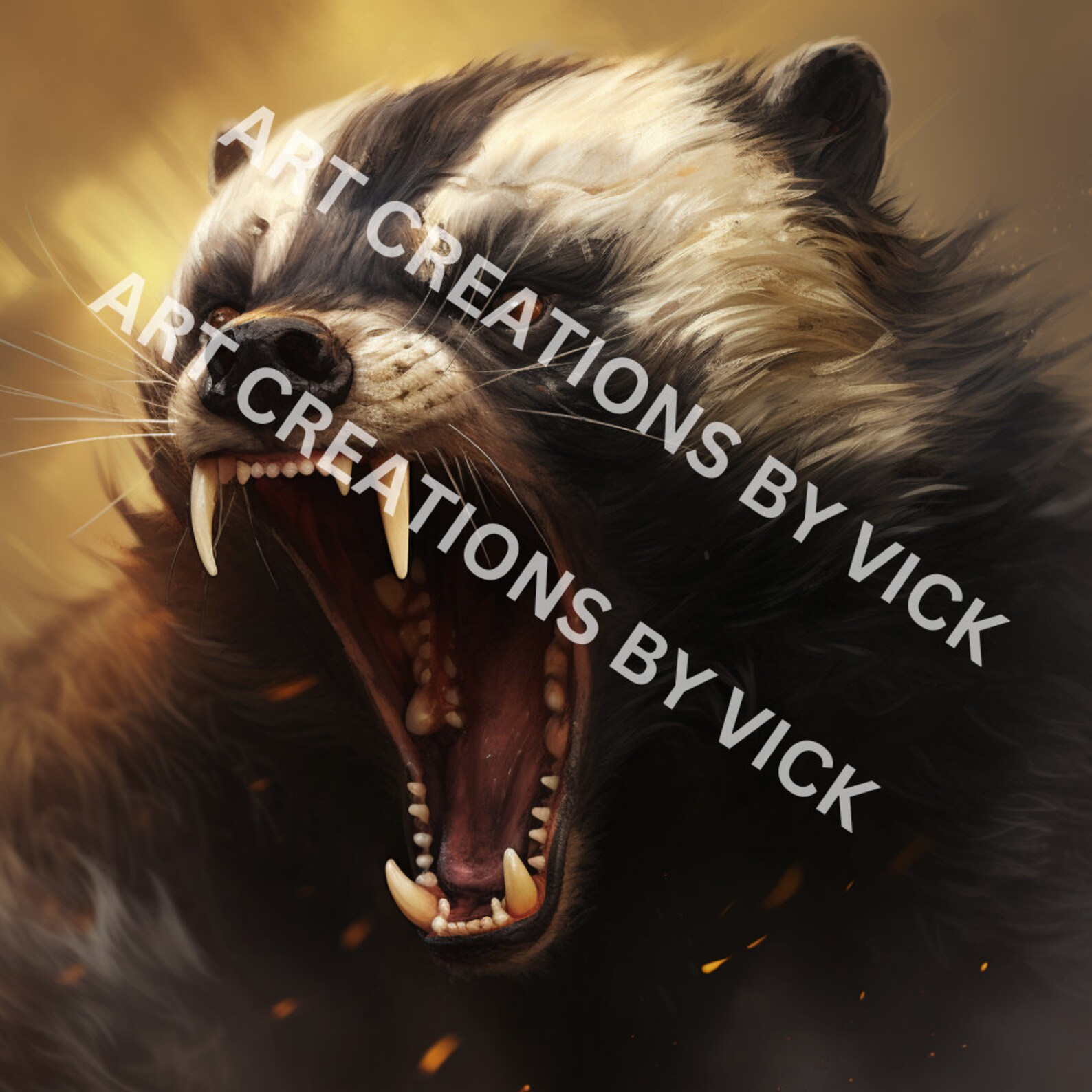 12 Angry HONEY BADGERS Mean, Teeth Showing, Viscous Watercolors Clipart ...