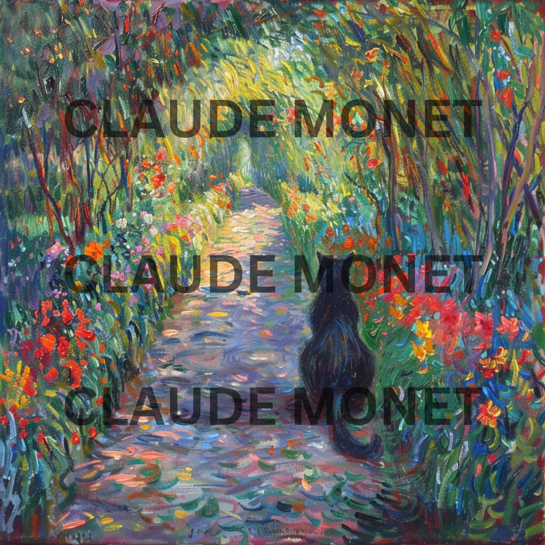 12 Monet's the Water Lily Pond Bridge With the Cats, Cat Poster, Cute ...