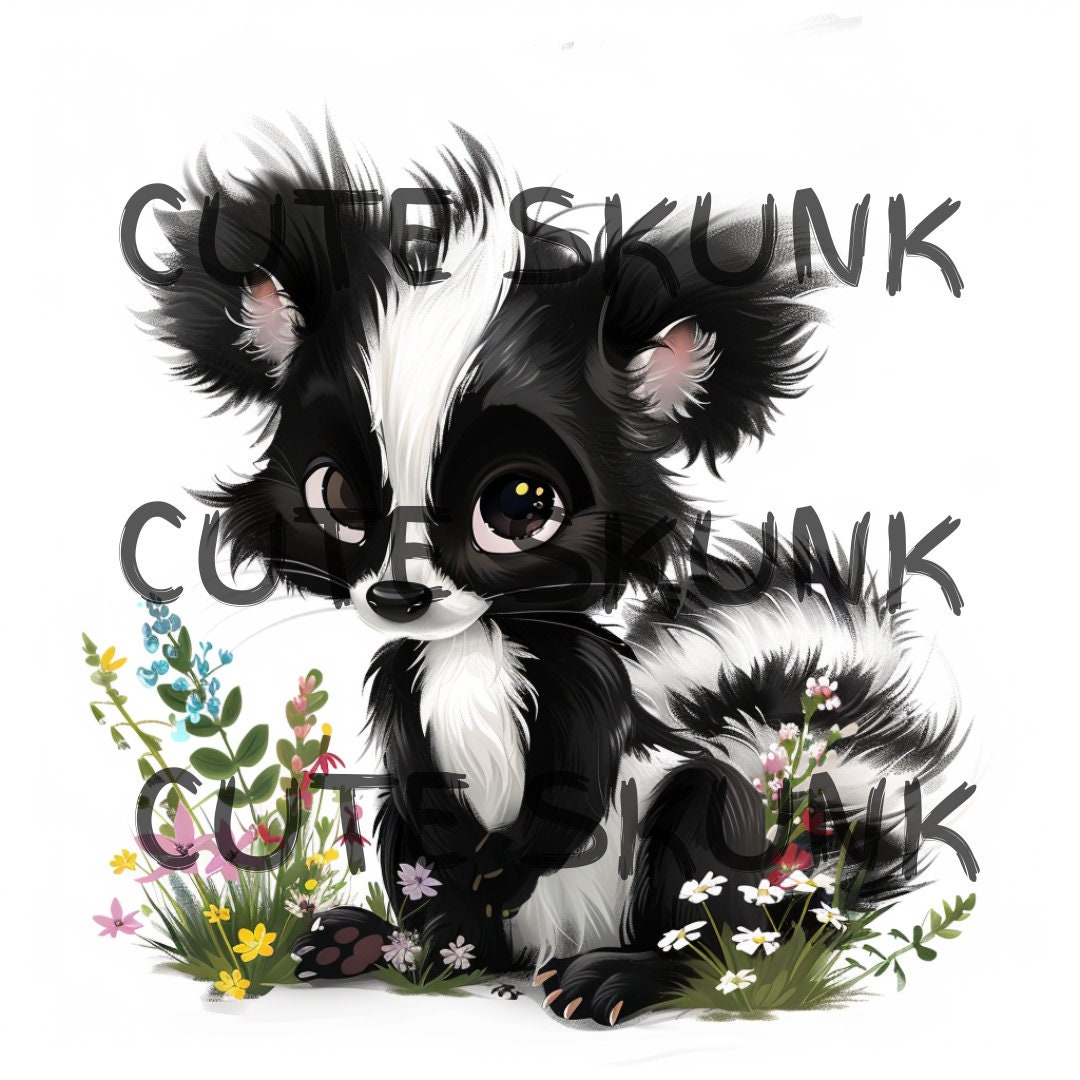 31 Instant Digital Download Cute Skunk With Flowers Commercial Use PNG ...