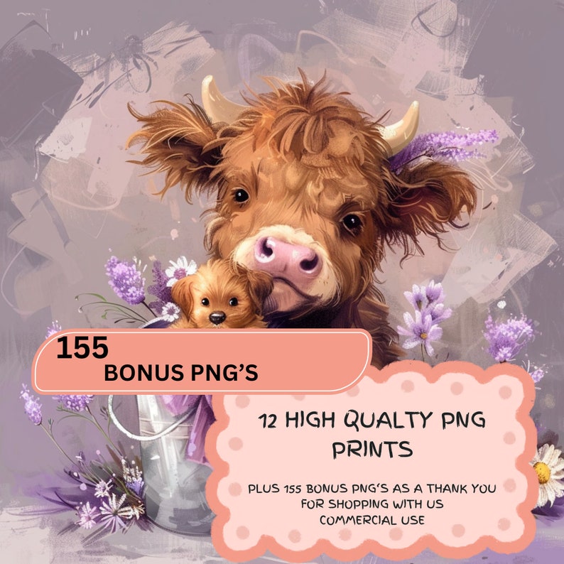 12 Cute Fluffy Highland Cow PNG Highland Cow Bucket Anime Cow Love ...
