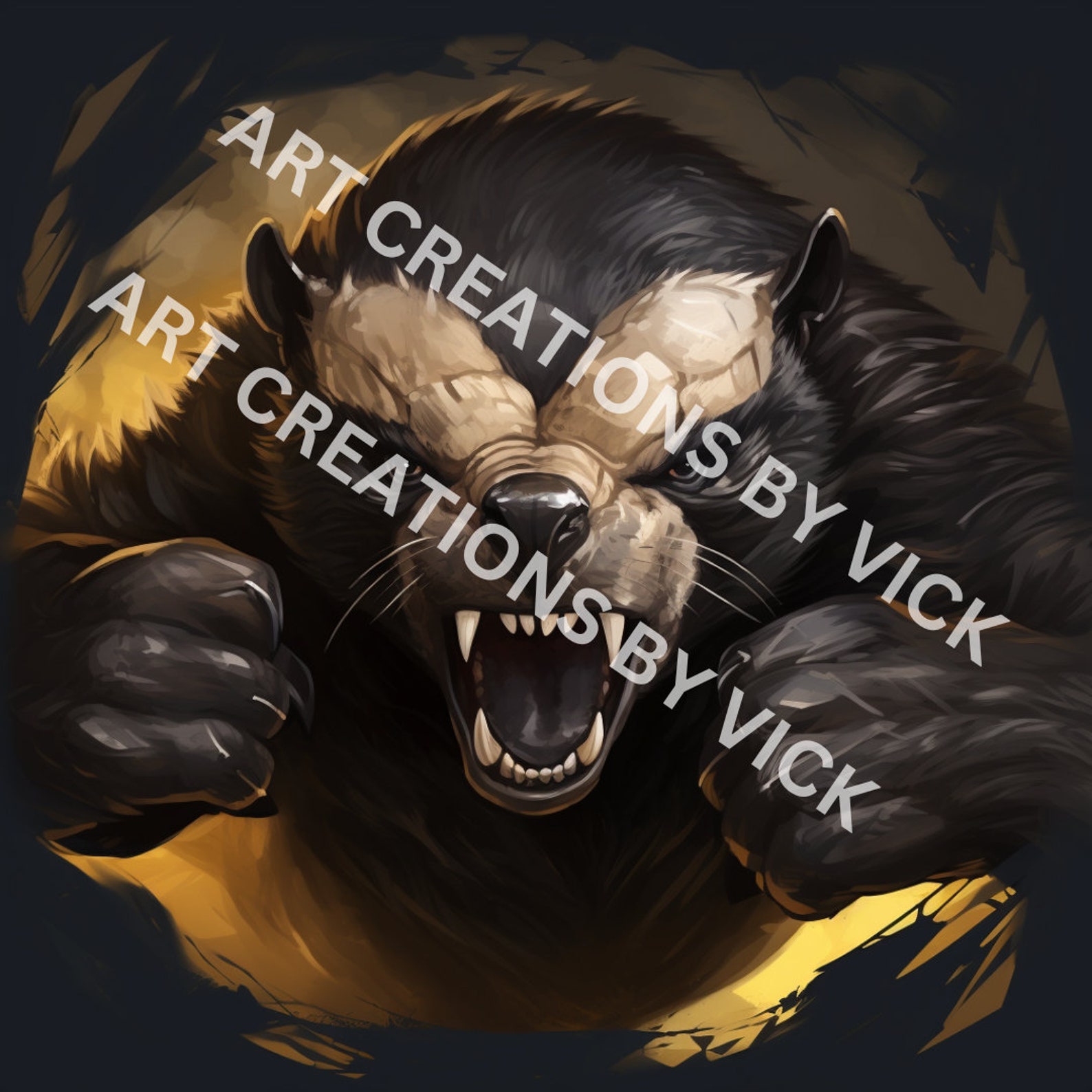 12 Honey Badger Mean Print Ferocious Honey Badger Wall Art Teeth ...