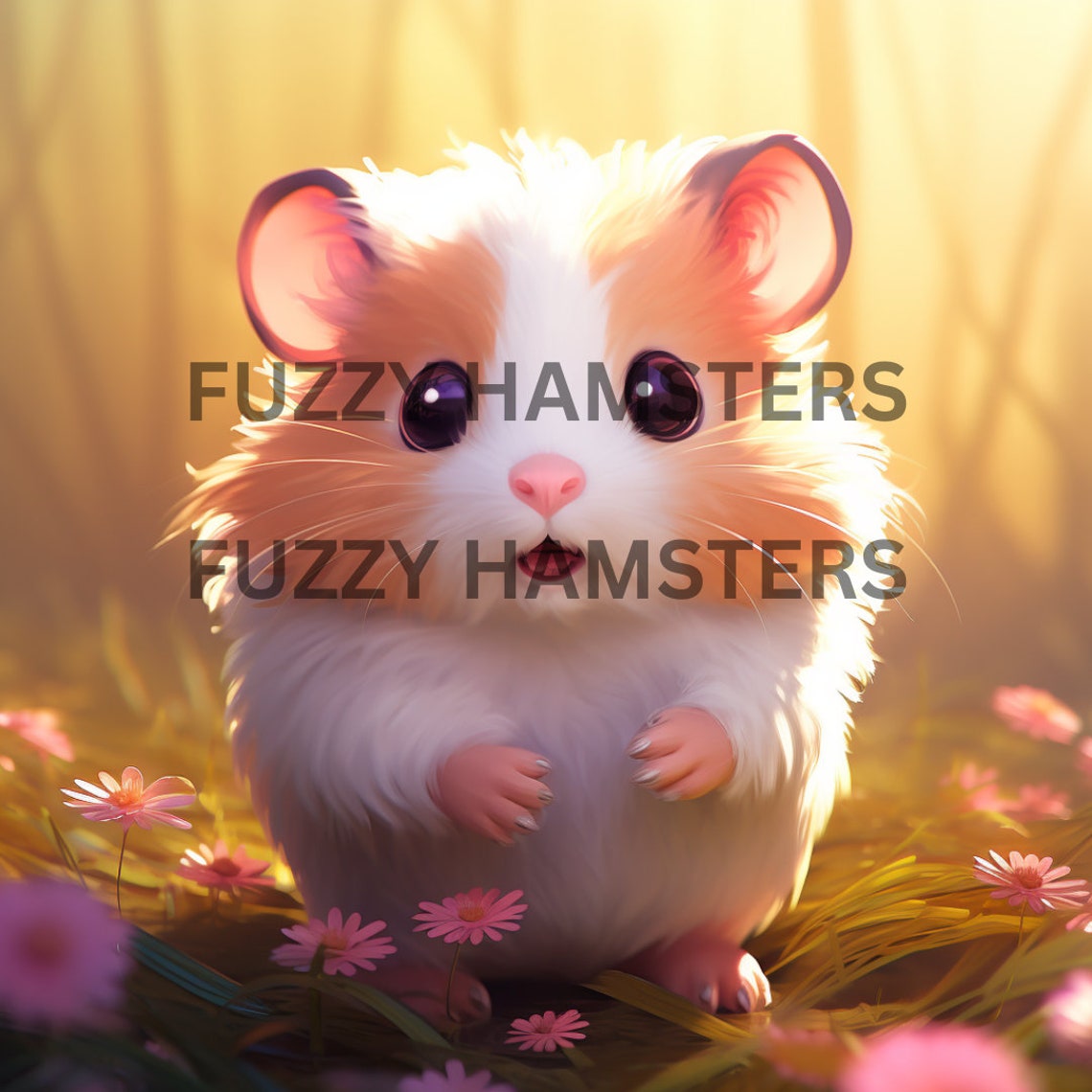 12 Fluffy Hamster Wall Art Cute Gerbil PNG Pet Hamster Lover Print of ...