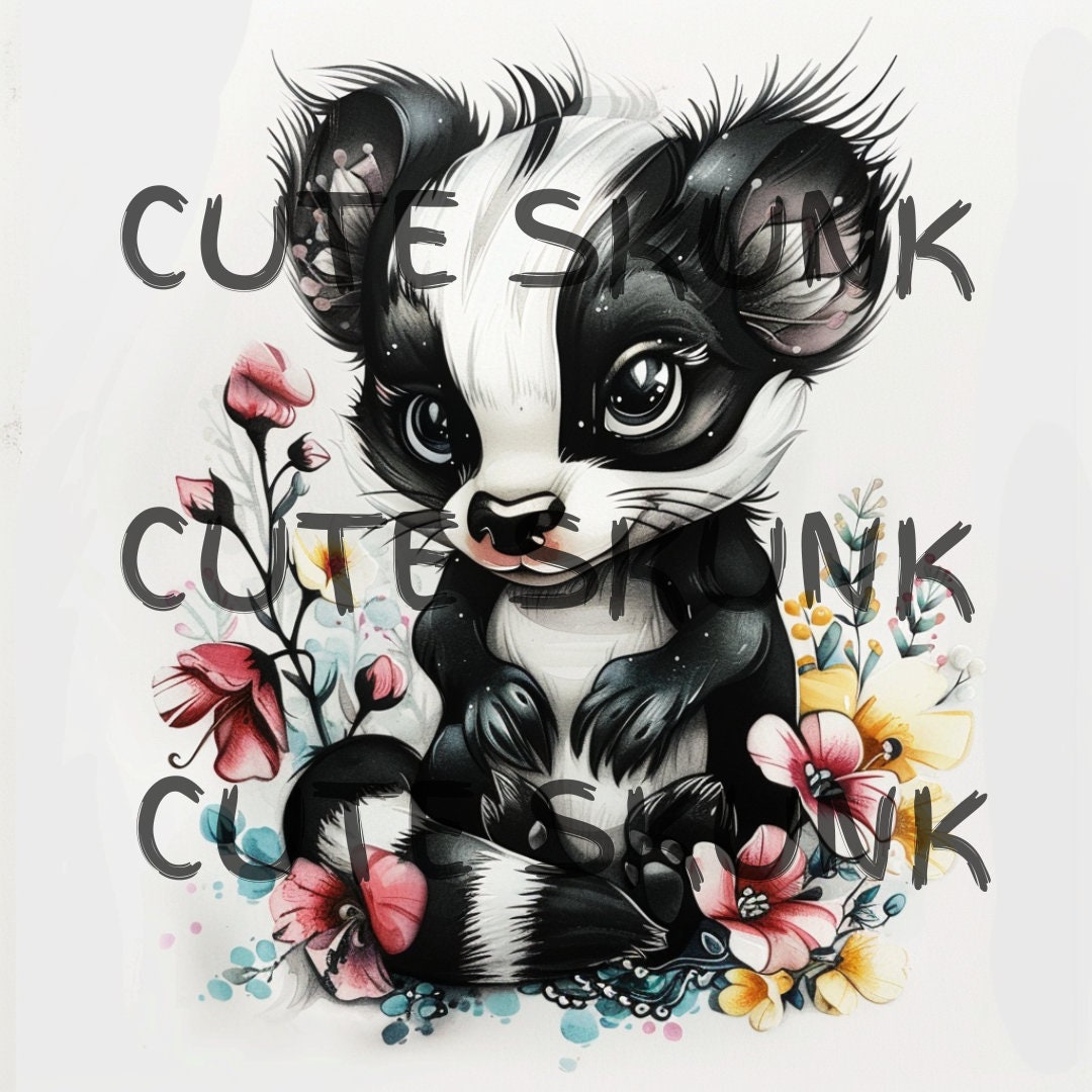 31 Instant Digital Download Cute Skunk With Flowers Commercial Use PNG ...