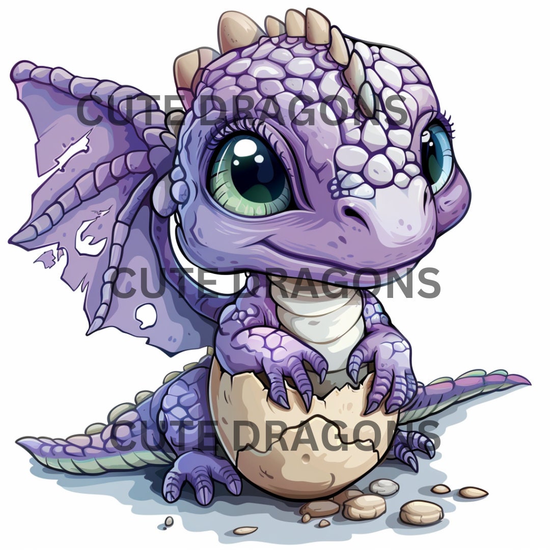 Hatching Dragon PNG Cute Dragon Print Reading Dragon Nursery Art for ...