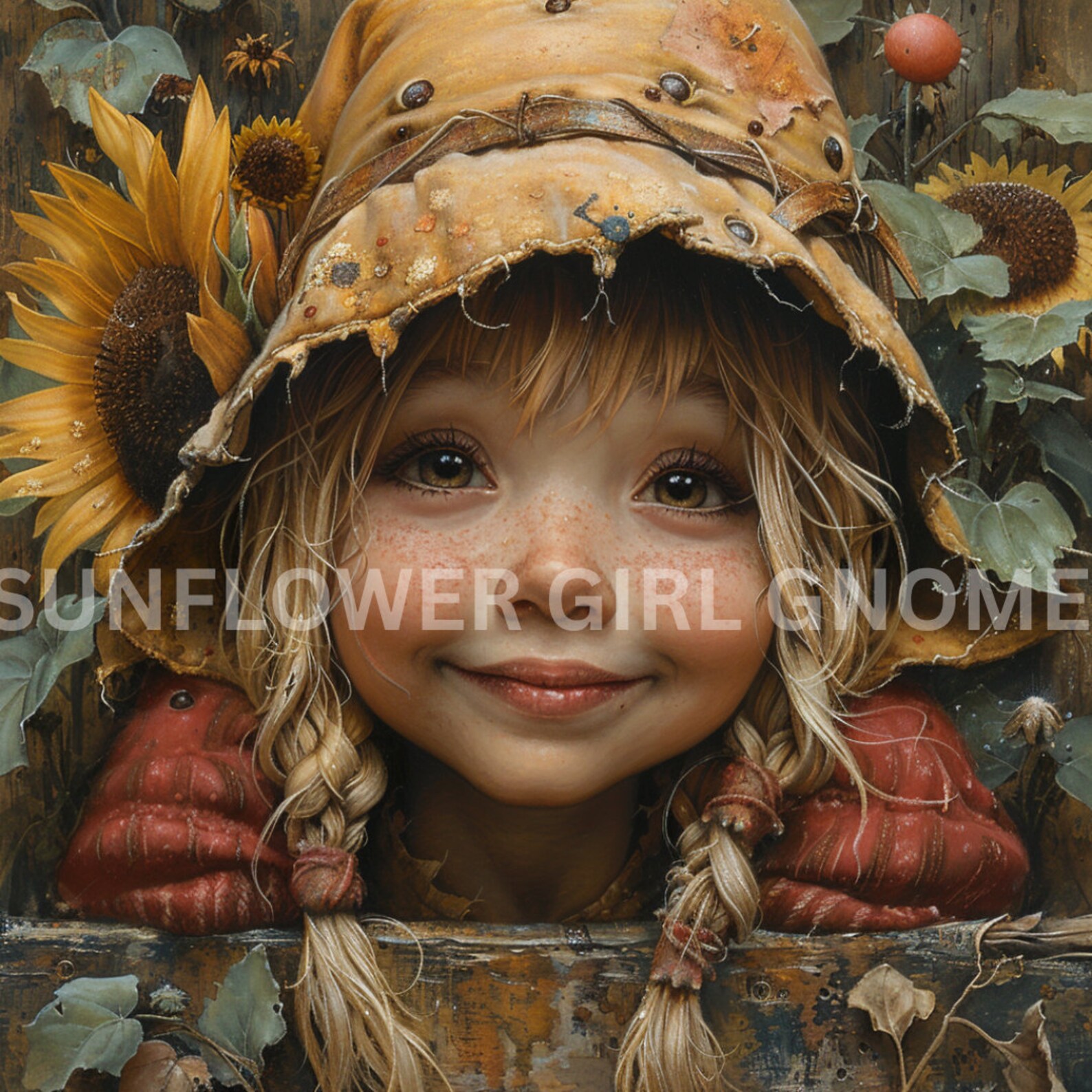 12 Sunflower Gnome Girl Cottagecore Sunflower Gnome Realistic Girl ...