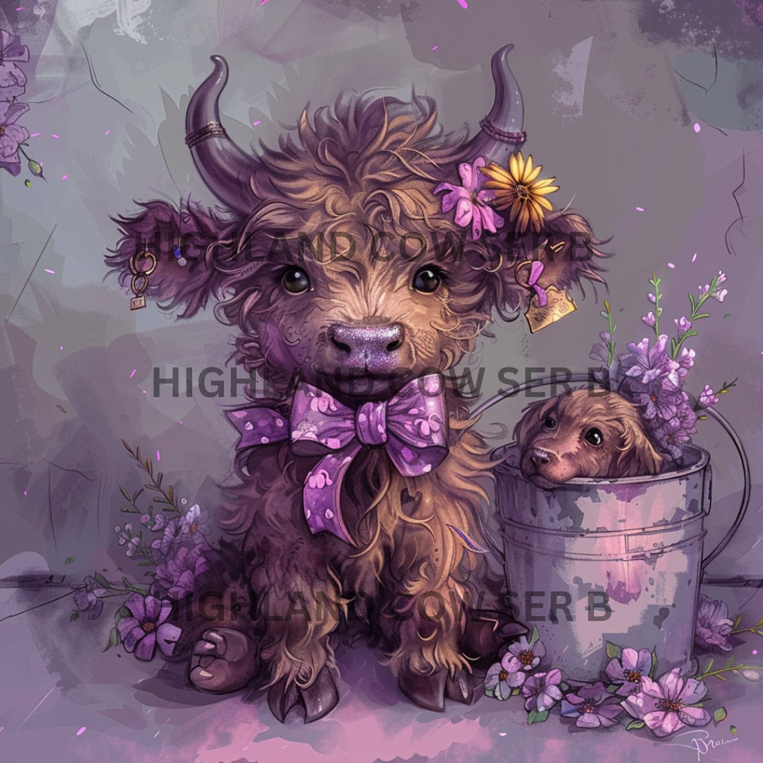12 Cute Fluffy Highland Cow PNG Highland Cow Bucket Anime Cow Love ...