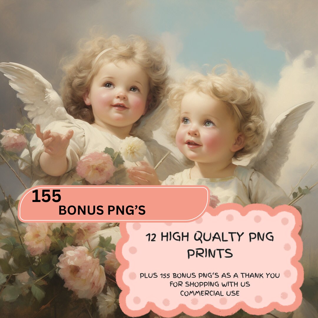 12 Instant Digital Download Tiny Angels Commercial Use PNG Baby Angel ...