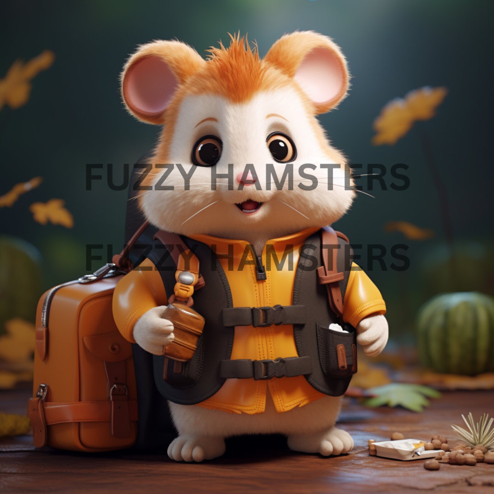 12 Fluffy Hamster Wall Art Cute Gerbil PNG Pet Hamster Lover Print of ...