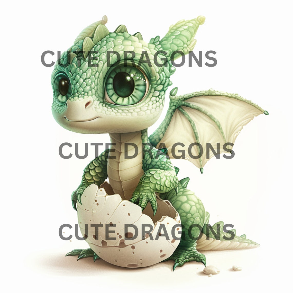 Hatching Dragon PNG Cute Dragon Print Reading Dragon Nursery Art for ...