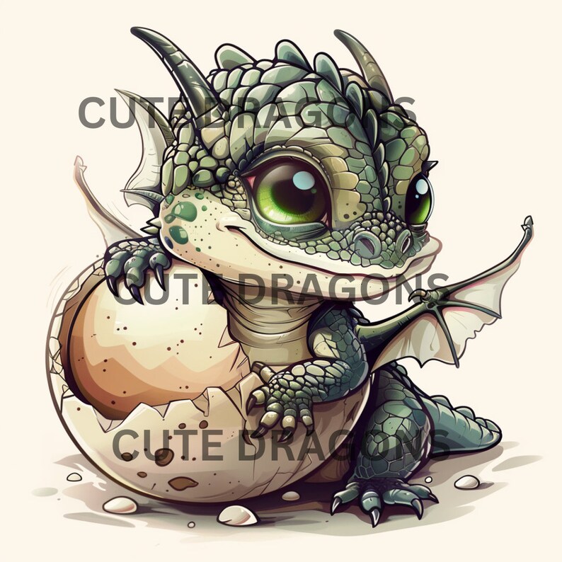 Hatching Dragon PNG Cute Dragon Print Reading Dragon Nursery Art for ...