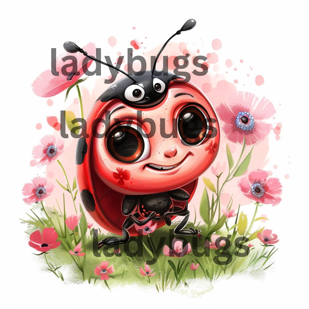 20 Ladybugs Instant Download Lady Bug Watercolor Cute Lady Bug Print ...