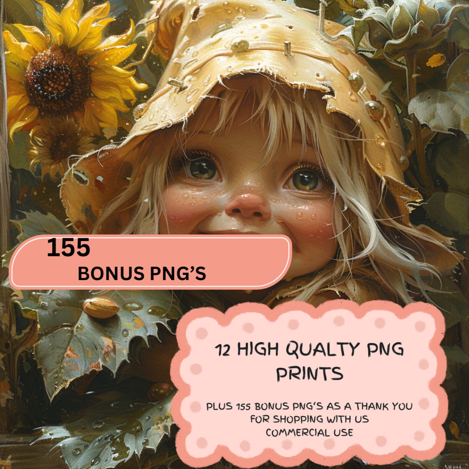 12 Sunflower Gnome Girl Cottagecore Sunflower Gnome Realistic Girl ...