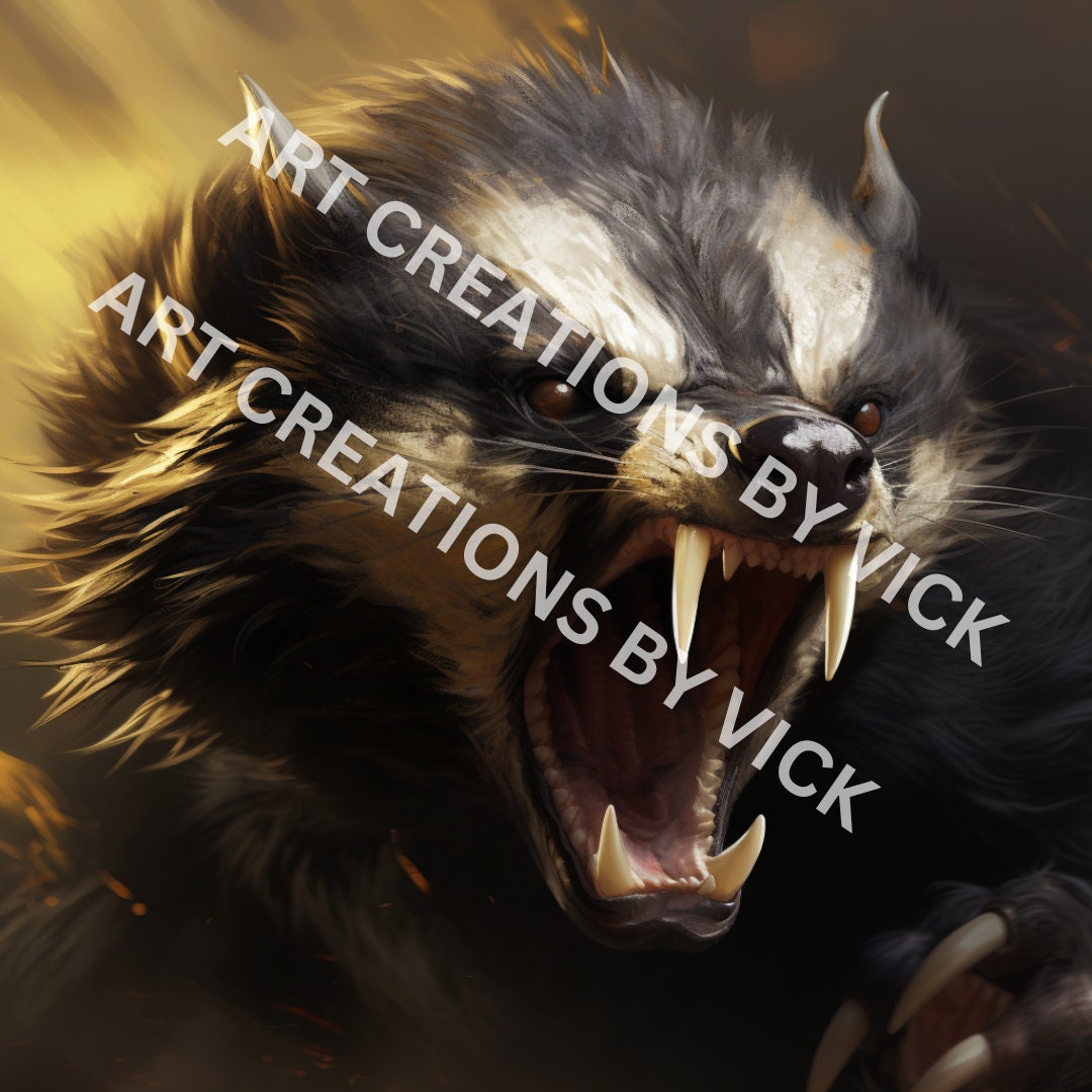 12 Honey Badger Mean Print Ferocious Honey Badger Wall Art Teeth ...