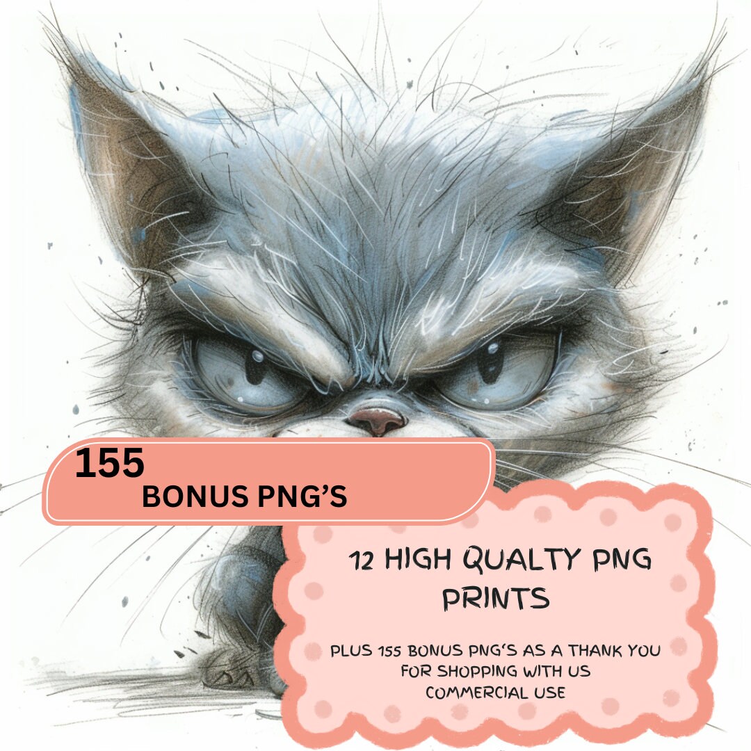 12 Mad Grumpy Cat Instant Digital Download Watercolor Grumpy Cat Print ...