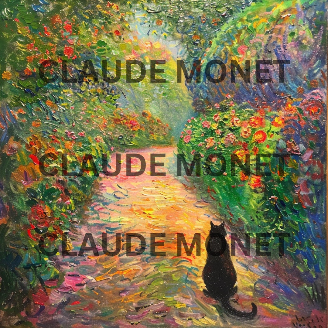 12 Monet's the Water Lily Pond Bridge With the Cats, Cat Poster, Cute ...