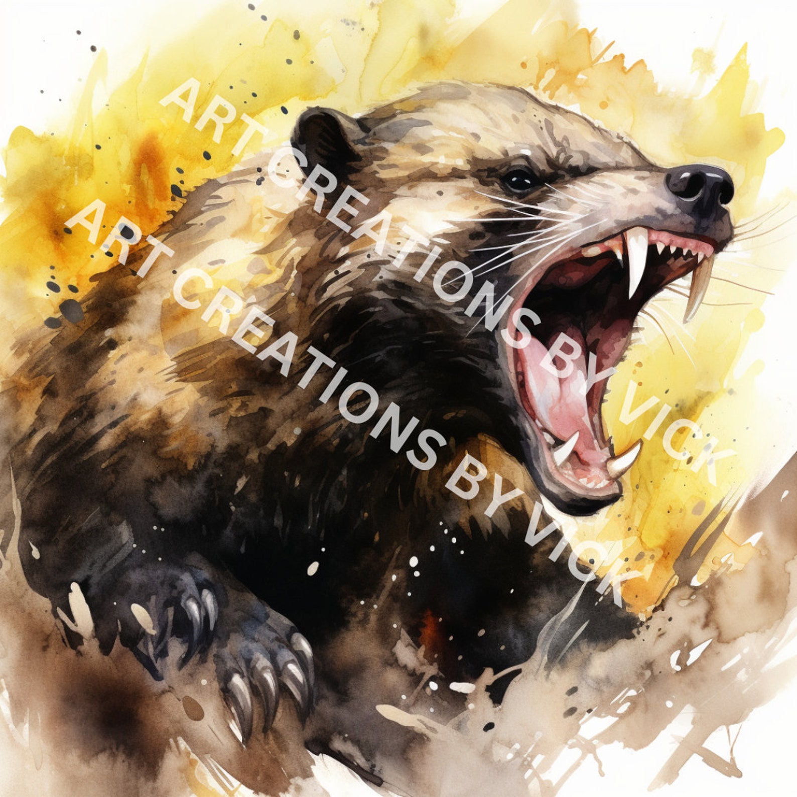 12 Honey Badger Mean Print Ferocious Honey Badger Wall Art Teeth ...