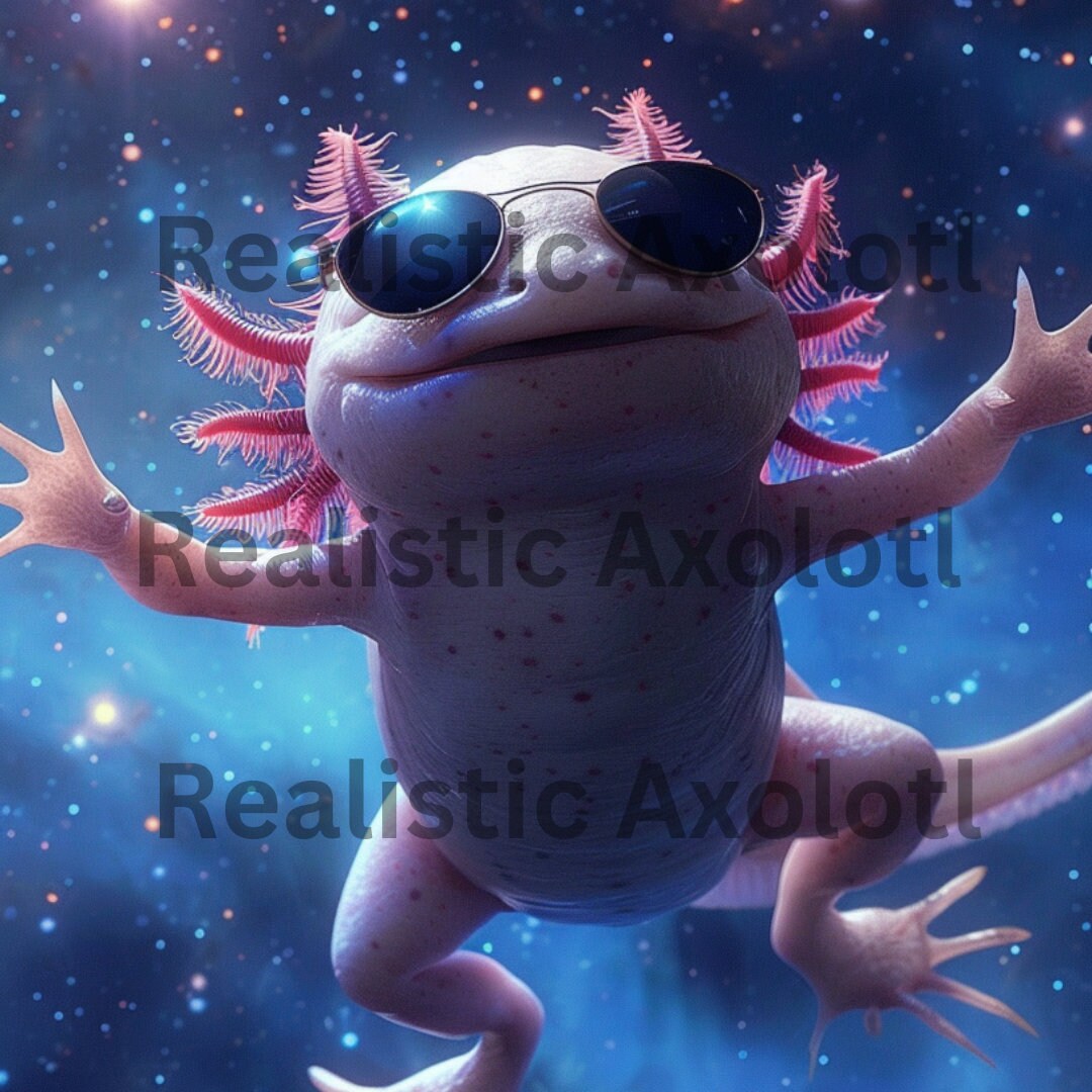 12 Axolotl Realistic Cartoon Axolotl With Sunglasses PNG Axolotl Lover ...