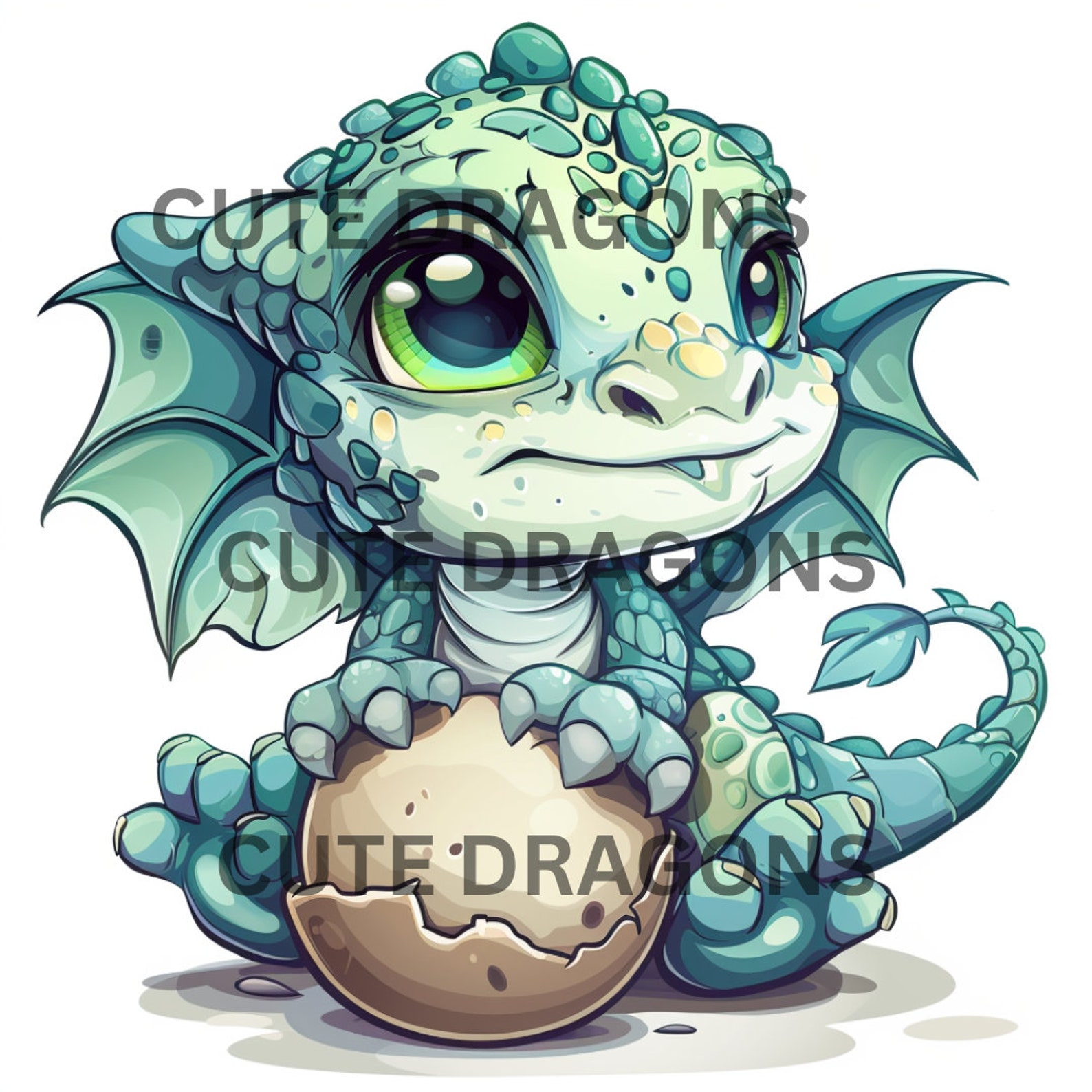 Hatching Dragon PNG Cute Dragon Print Reading Dragon Nursery Art for ...