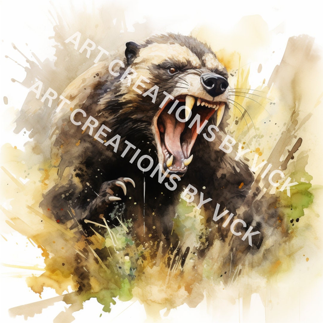 12 Honey Badger Mean Print Ferocious Honey Badger Wall Art Teeth ...