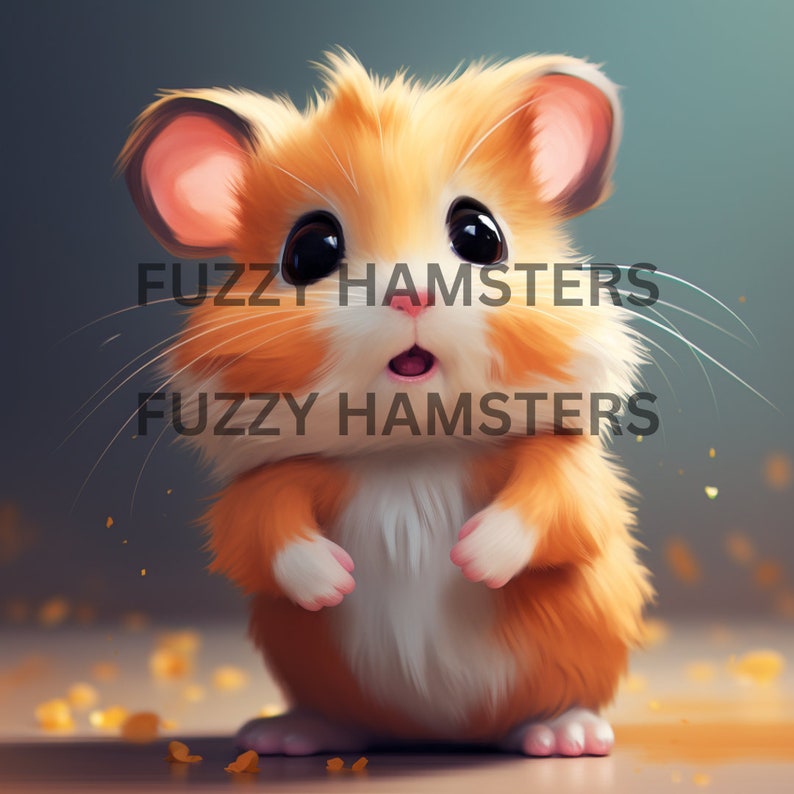 12 Fluffy Hamster Wall Art Cute Gerbil PNG Pet Hamster Lover Print of ...