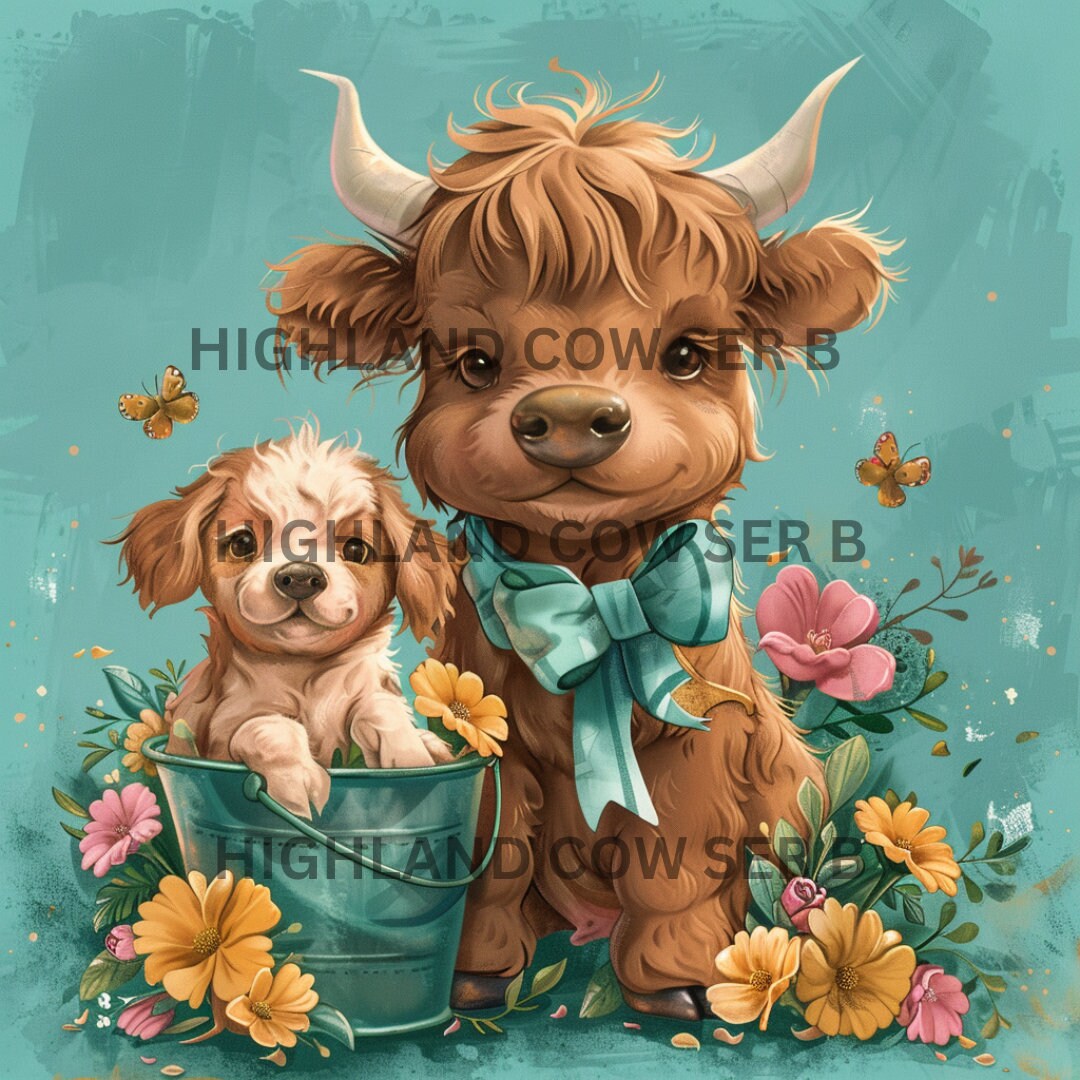 12 Cute Fluffy Highland Cow PNG Highland Cow Bucket Anime Cow Love ...