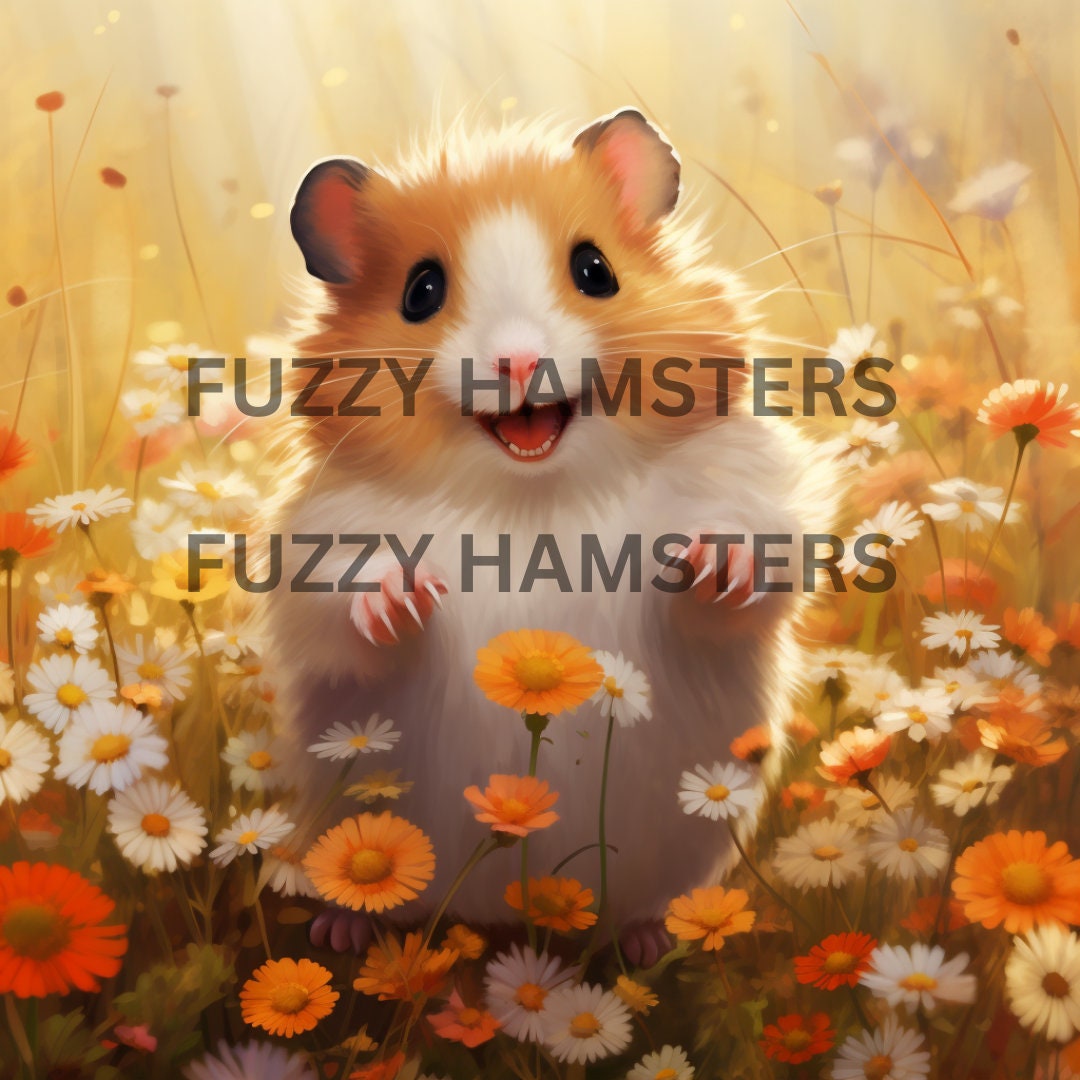 12 Fluffy Hamster Wall Art Cute Gerbil PNG Pet Hamster Lover Print of ...