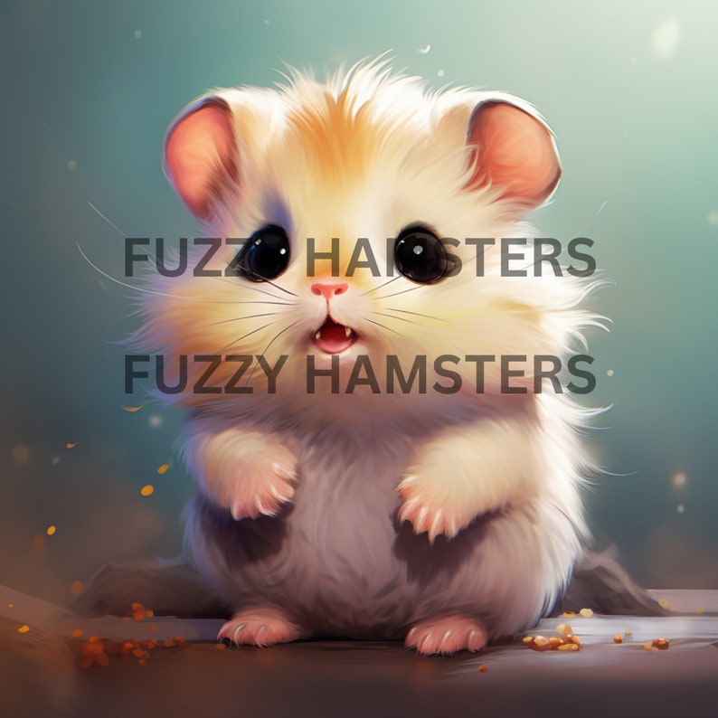12 Fluffy Hamster Wall Art Cute Gerbil PNG Pet Hamster Lover Print of ...