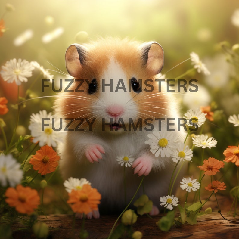 12 Fluffy Hamster Wall Art Cute Gerbil PNG Pet Hamster Lover Print of ...