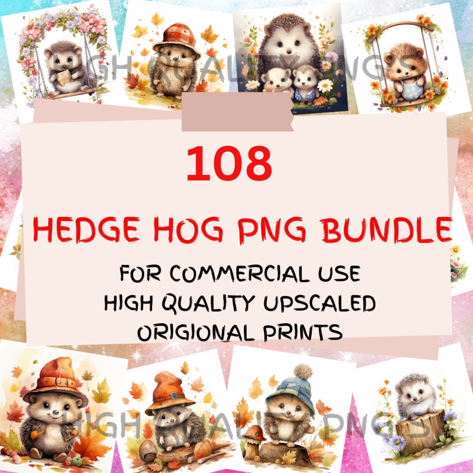 Big Bundle 108 Hedge Hog Print Gift Idea Birthday Digital Instant ...
