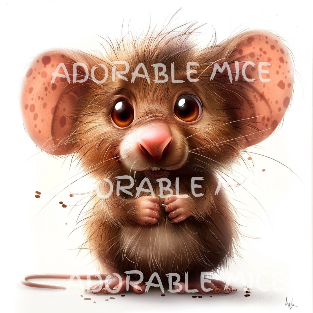12 Adorable Mice PNG Mouse Lover Print for Nursery Cartoon Childs ...