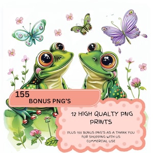 12 Cute Frog Couples Instant Digital Download Watercolor Frog Print ...