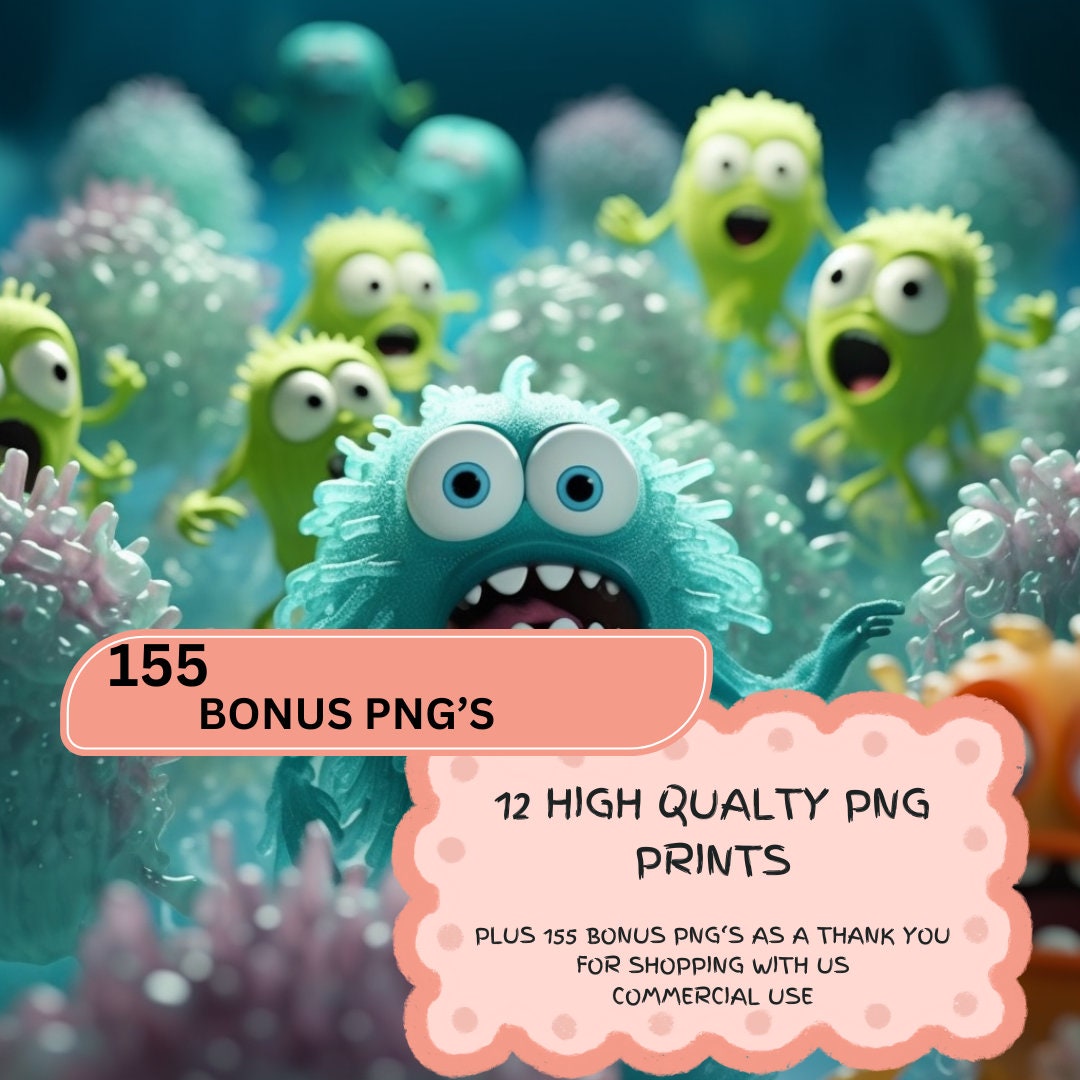 12 Germ and Bacteria Print Cute Germ Funny Bacteria Clipart Germ PNG ...