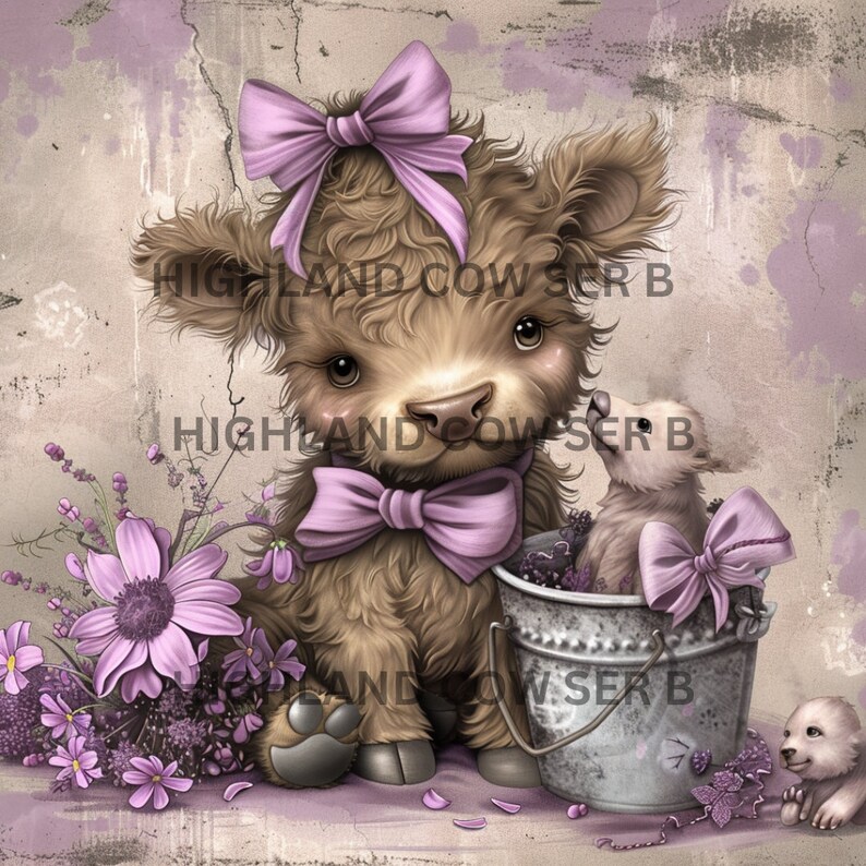 12 Cute Fluffy Highland Cow PNG Highland Cow Bucket Anime Cow Love ...